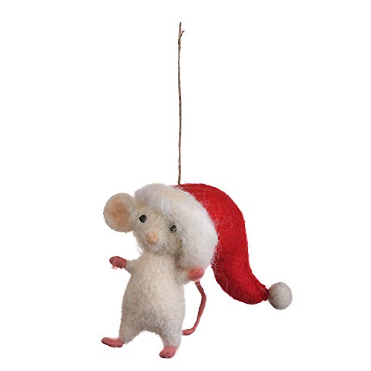 De Kulture Handmade Premium Wool Felt Elf Christmas Mouse Eco Friendly Needle Felted Christmas Xmas Tree Decoration Stuffed Ornament for Home Office Holiday Décor, 2.5X4.5X4.5 (LWH) Inches