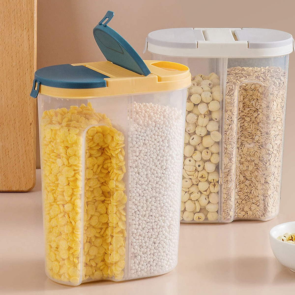 Food Storage Container with Pour Spout and Lids Airtight Clear Storage for Kitchen and Pantry Portable Organizer for Spaghetti Rice Cooker Pasta Cereal Spices Dry Goods Coffee Beans Sugar
