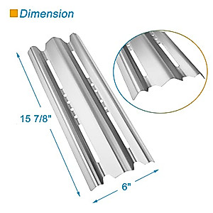 BBQration Stainless Steel Replacement Kit for Broil King 9635-84, 5-Pack 15 7/8" Heat Plates Shield and 15 13/16" Tube-in-Tube Burner Replacement for Broil King Baron 9615-54, 9235-27 and More