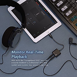Cubilux Lightning to TRRS Microphone Adapter with 3.5mm Monitoring Headphone Jack Compatible with iPad Pro/Air/Mini, iPhone 13 Pro Max/ 12/11/ SE 2/ Xr/Xs Max/ 8 Plus/ 7