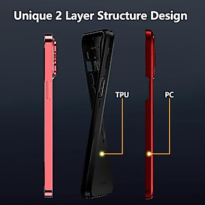 HAMBNAG Magnetic Case for iPhone 13 Pro Max Compatible with MagSafe,[2 Layer Military Grade Structure Protection][Built-in Camera Ring Stand] Cover for iPhone 13 Pro Max 6.7 Inch,Red