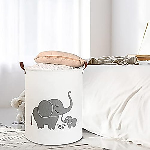 CLOCOR Collapsible Round Storage Bin/Large Storage Basket/Clothes Laundry Hamper/Toy Storage Bin (Love Elephant)