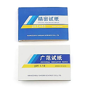 PZRT 2-Pack PH 1-14 & PH 6.4-8.0 PH Test Strips Extensive Precision Test Paper Color Chart Water Soil Testing Kit