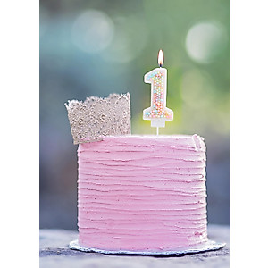 EAKE 1 Birthday Candle Macaron Glitter 3D Number 1 Candles for Birthday Cakes Girl Women Sweet Theme One Years Old Birthday Wedding Anniversary Party Cake Decoration