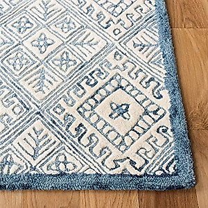SAFAVIEH Glamour Collection 9' x 12' Blue/Ivory GLM660M Handmade Premium Wool Area Rug