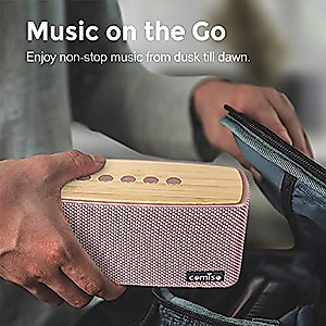 comiso Bluetooth Speakers, 20W Loud Wood Home Audio Outdoor Portable Wireless Speaker, Subwoofer Tweeters for Super Bass Stereo Sound Bluetooth 5.0 Handsfree 24H Playtime (Pink)