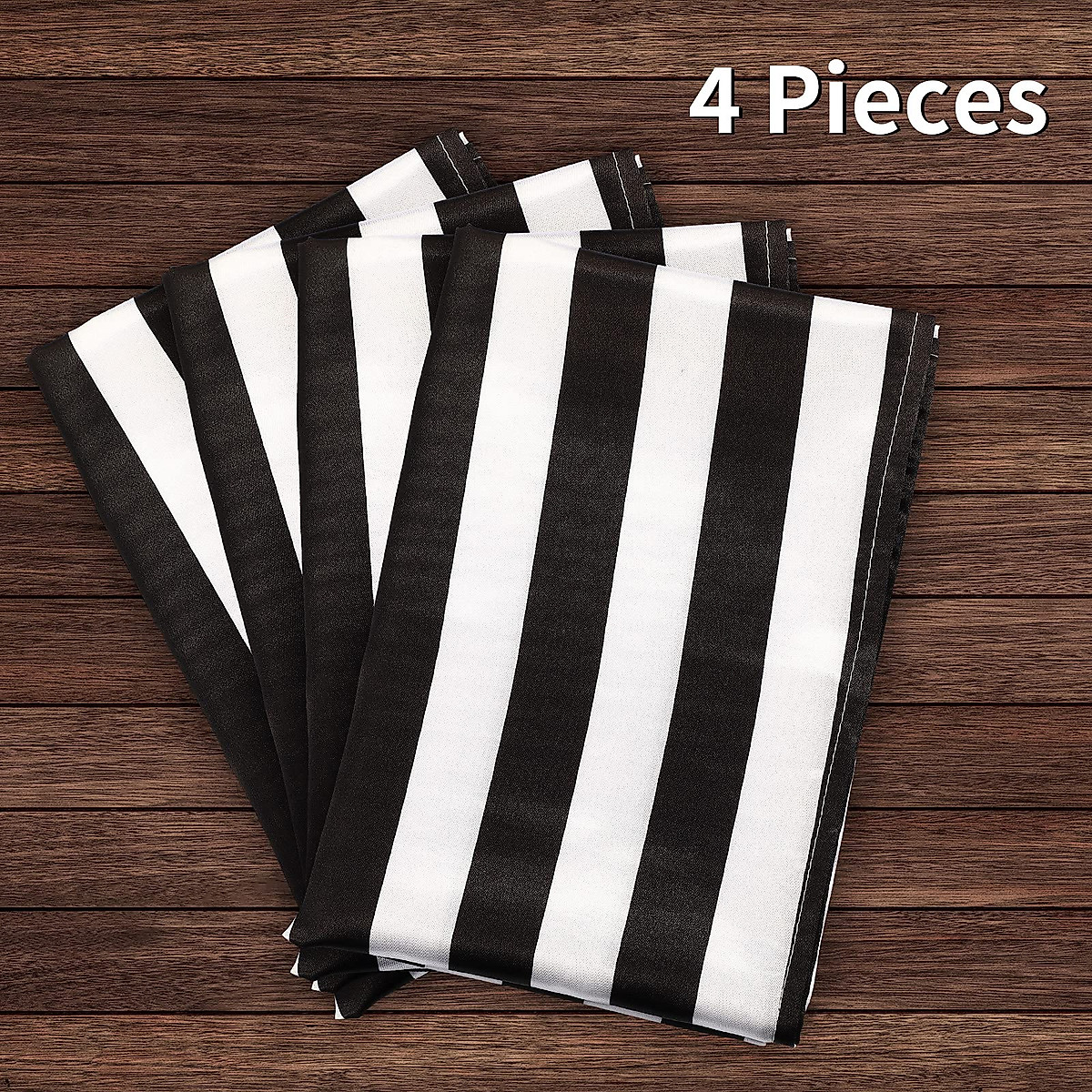 Tatuo Black and White Striped Table Runner Polyester Table Decor Elegant Classic Tablecloth Machine Washable for Christmas Indoor Outdoor Events Family Dinner Banquet(4 Pieces,12 x 72 Inch)