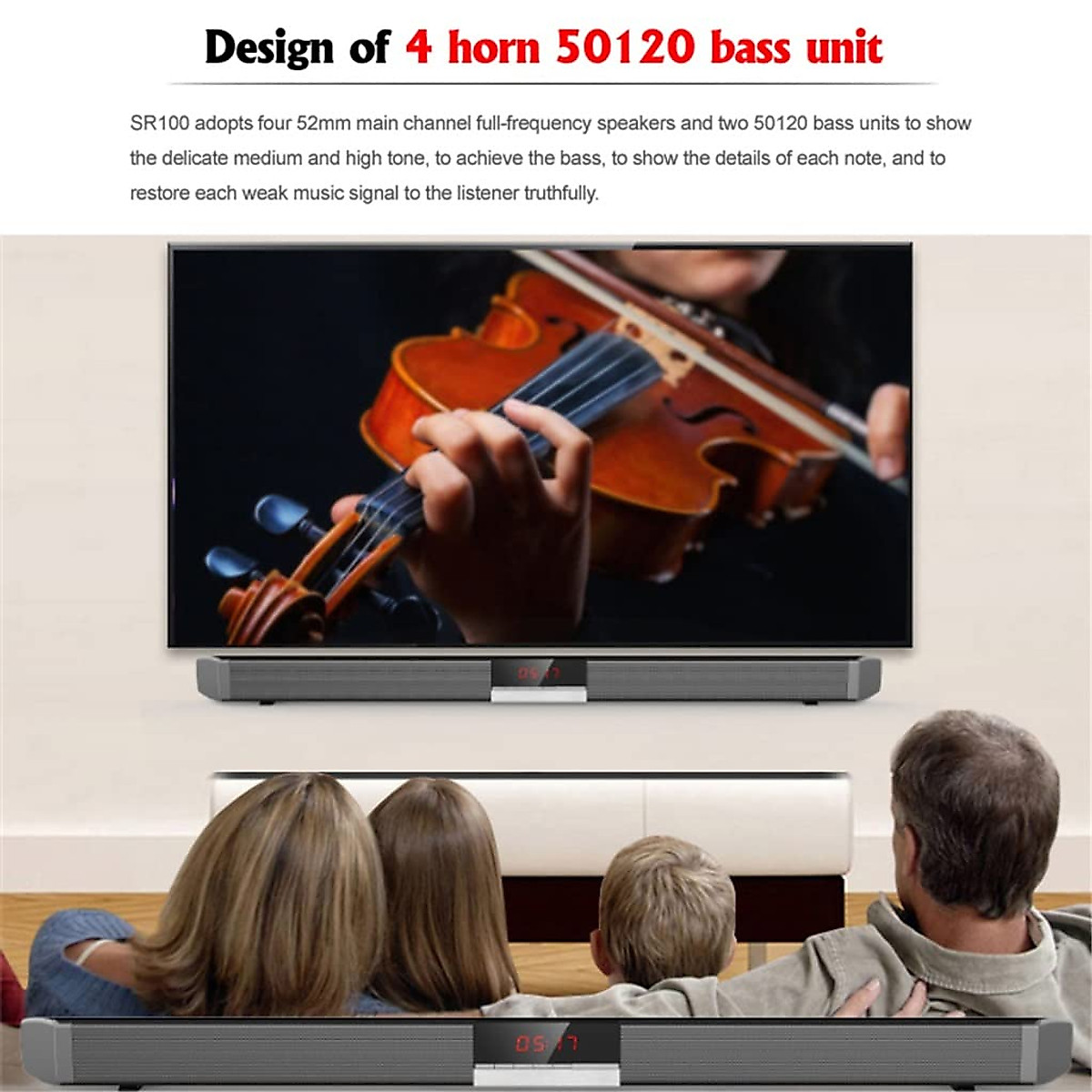 SDGH Soundbar TV 40W Home Theater System Wreless 5.0 Speaker with Control for Coaxial Optical Subwoofer Sound Box