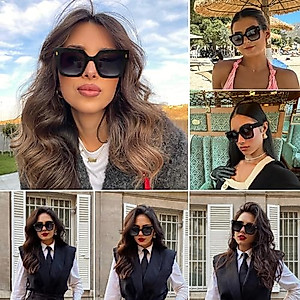 STORYCOAST Retro Square Sunglasses for Women Men Trendy Oversized Sunnies Big Shades Black/Leopard