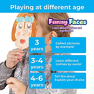 Funny Faces Games for 3+ Year olds Girls, Board Games for Toddler Age 3-5, 58 Piece - Kids Memory Matching Game for 2 to 4 Players, Crafts for Kids, Preschool Activities, Speech Therapy Materials