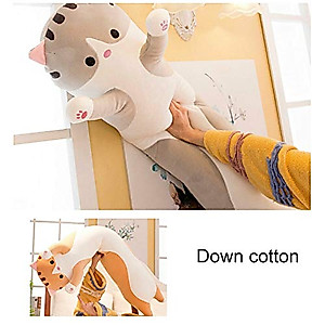 WUYU Lovely Plush Cat Doll Cute Cartoon Soft Stuffed Kitten Pillow Long Throw Sleeping Pillow Doll Toy Gift for Kids Girlfriend Multiple Size (Grey,50cm/19.6in)