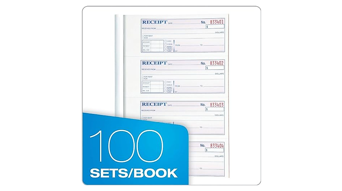Adams Carbonless Money & Rent Receipt Book - 100 Sets