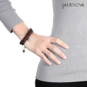 JADENOVA 6/8mm Natural Smoky Quartz Gemstone Bracelets Round Beads Stretch Bracelet Adjustable Beaded Bracelet Couple Distance Bracelets Unisex (2pcs Bracelet Set)