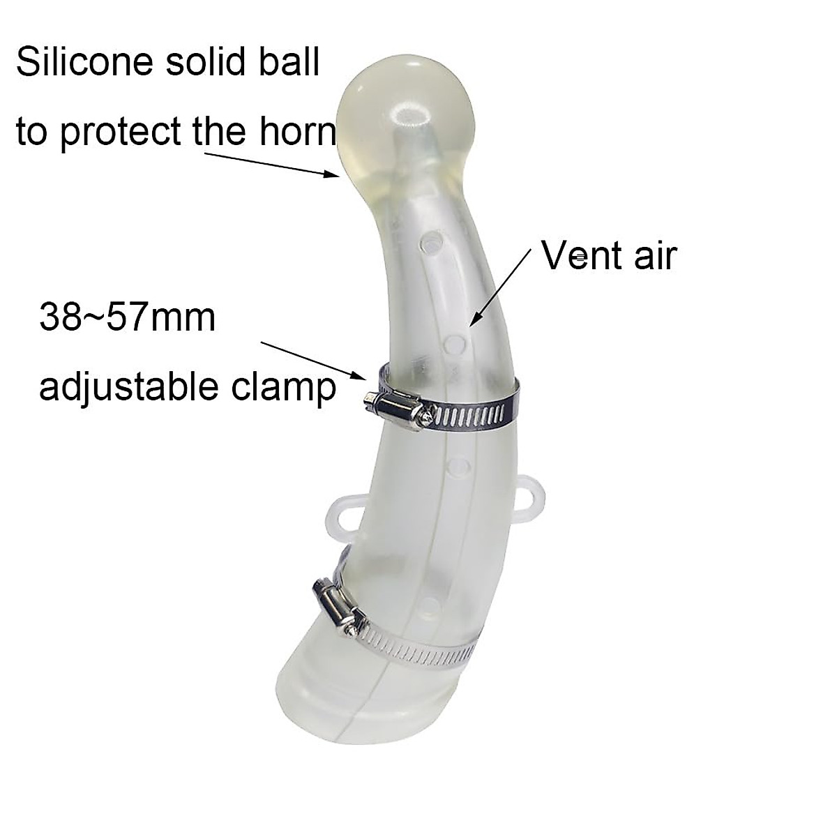 QIQIRO Large Size Silicone Goats Calf Cattle Bull Cow Big Horn Cover Anti-Fight Protective Cover Cow Horn Protector Round Cornered With 4 Clamps(Large Size 9.45''X2.16'')