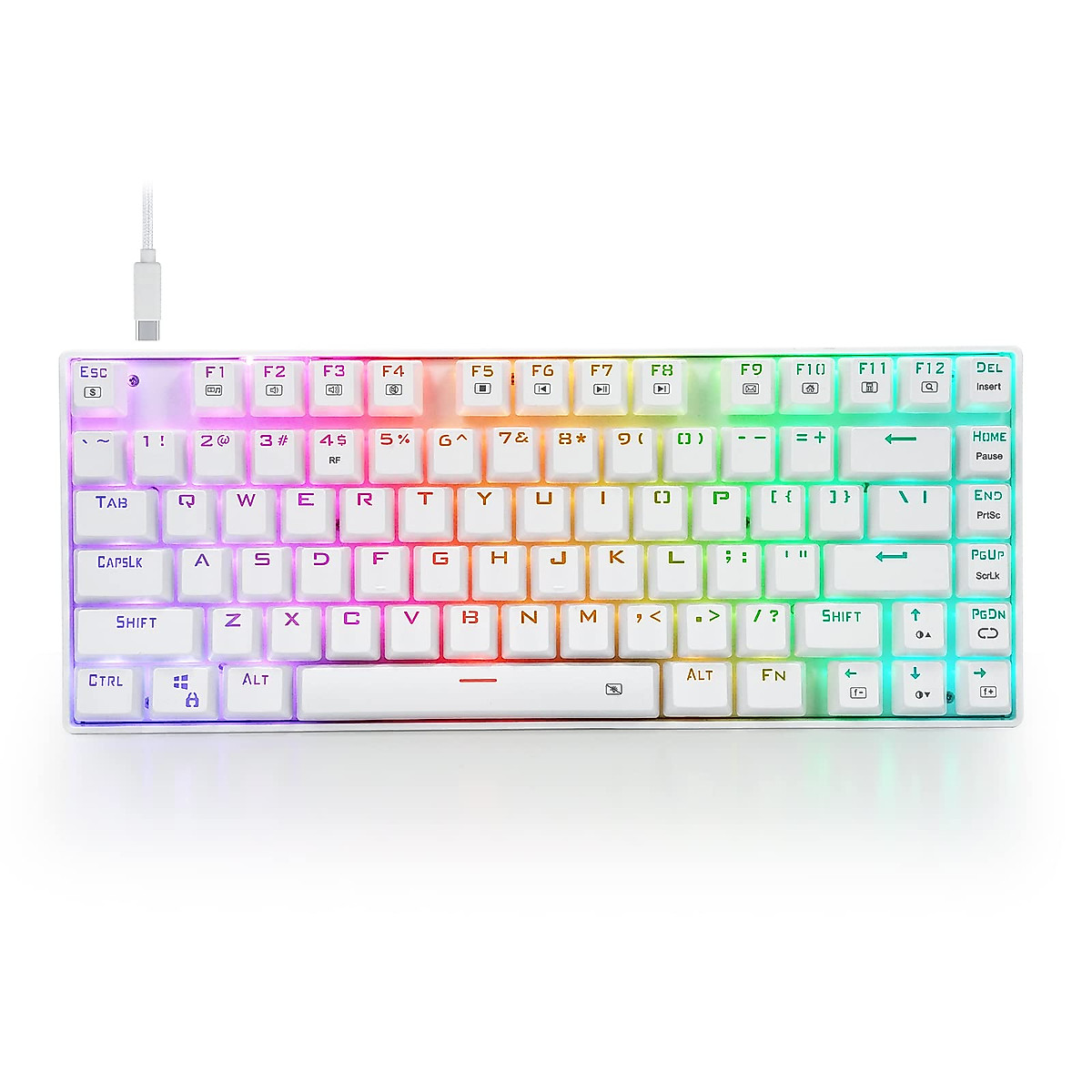 chuangquan Wireless Mechanical Gaming Keyboard, 2.4G/Wired 81 Keys Keyboard, Blue Switches Hotswap, RGB Backlit, High Battery Lasting, for PC Mac
