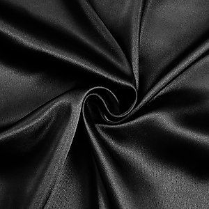 Horbaunal Black Satin Fabric, 60" Wide, 2 Yards, Soft Charmeuse Satin Fabric for DIY Crafts Decorations Costume