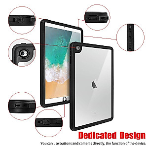 iPad 9.7 inch 2017/2018 Waterproof Case,AICase IP68 Waterproof 360 Degree All Round Protective Ultra Slim Thin Dust/Snow Proof with Lanyard Shockproof Case for Apple iPad 5th 6th Generation