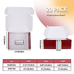 EYMPEU 12x9x4 Inches Gift Boxes Set of 20 Red Corrugated Cardboard Mailing Gift Wrap Boxes with Lids, Christmas Gift Wrapping, Small Business, Literature, Mailer