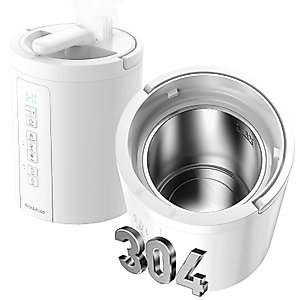 Healthy Warm Mist Humidifiers for Bedroom, 3L/100oz Stainless Steel Humidifier Easy Clean, Steam Humidifier for Living Room, Whisper-Quiet, Filterless and Simple Use