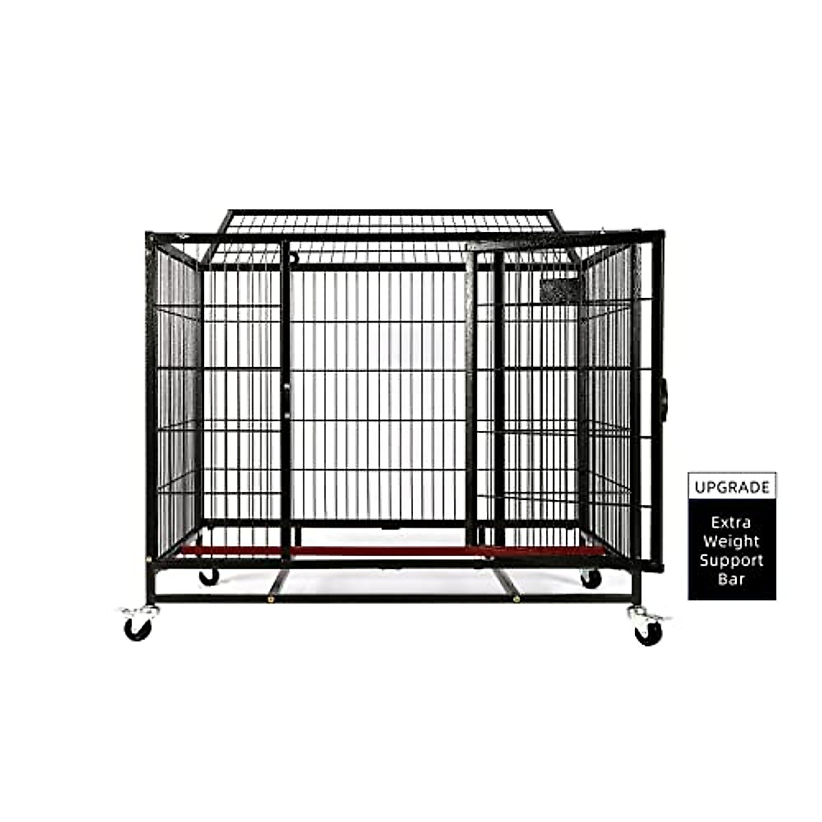 Homey Pet 37 inch Heavy Duty Dog Crate, Extra Strong Dog Cage for Medium Dog, Indoor High Anxiety Double Door Dog Crate on Wheels with Removable Tray