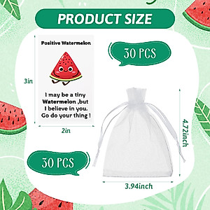 Quelay 30 Sets Positive Inspirational Fruit Keychain Bulk Employee Appreciation Gift Mini Fruit Cards Organza Bag Christmas Gift