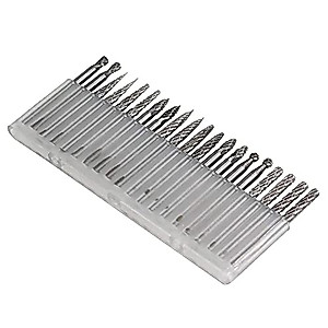 YUFUTOL 20pcs Solid Carbide Burr Set 0.118‘’（3mm）Shank Tungsten Carbide Rotary Files Burrs with 3mm Cutting Head Diameter Fits Most Rotary Drill Die Grinder for Woodworking,Engraving,Drilling,Carving