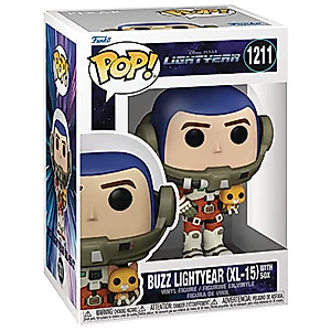 POP Disney Pixar: Lightyear - Buzz Lightyear (XL-15) with Sox Funko Vinyl Figure (Bundled with Compatible Box Protector Case), Multicolored, 3.75 inches