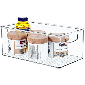 Hudgan 2 Pack Straight Sides Stackable Pantry Organizer Bins for Home Edit - 13.5''L x 7.5''W x 5.5''H