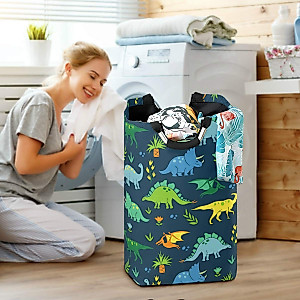 Laundry Storage Basket Cute Dinosaurs Laundry Hamper Collapsible Organizer for Kids Room Dirty Cloth Toy Dorm Bag with Handle