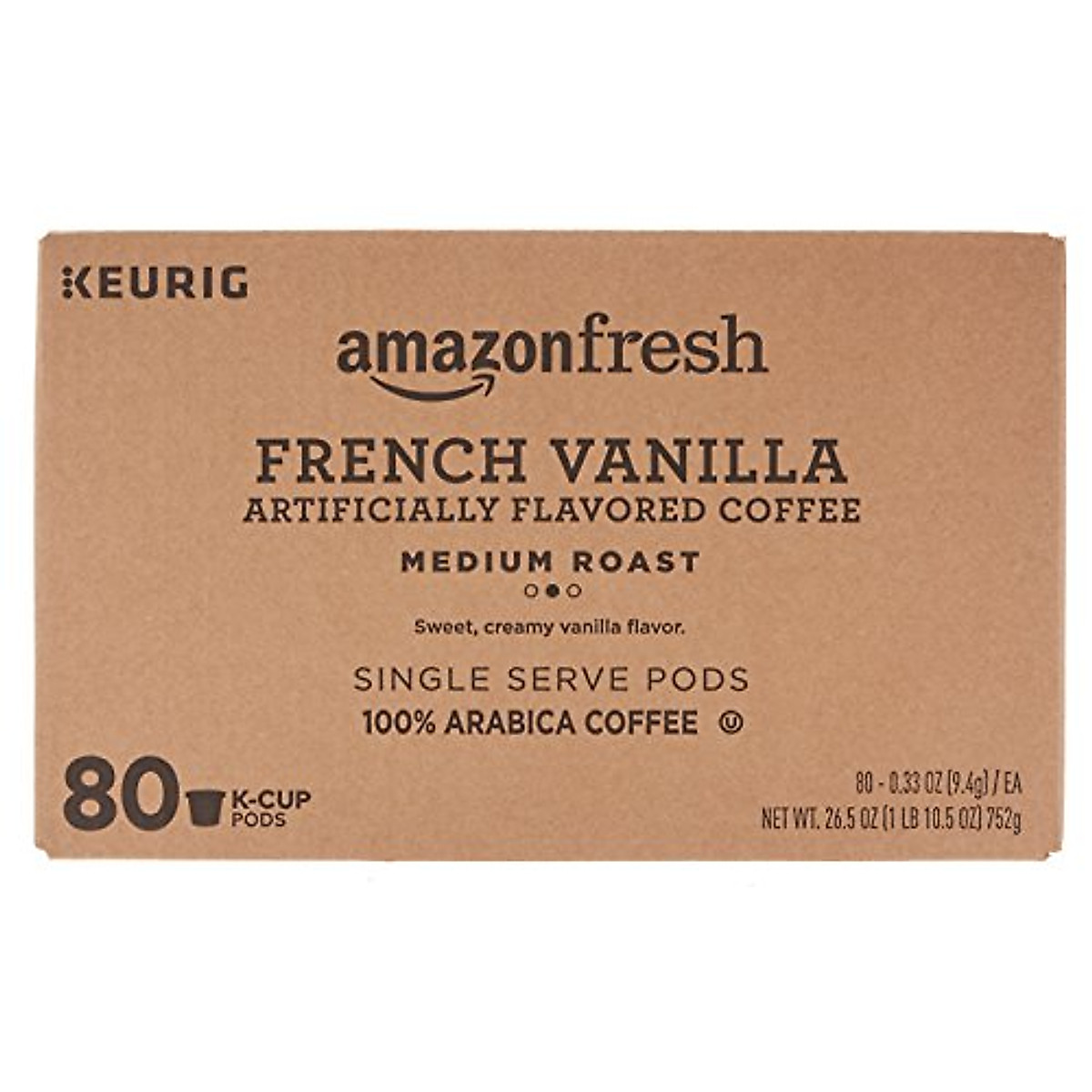 AmazonFresh 80 Ct. K-Cups, French Vanilla Flavored Medium Roast, Keurig K-Cup Brewer Compatible