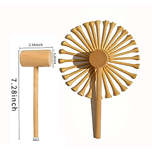 KIHACO Hammering and Pounding Toys for Kids Include 1 Wood Hammer and 30 Bamboo Nails Improve Fine Motor Skills Friendly Natural Wooden Educational Montessori Toy for Childs DIY Birthday Gift for 4+