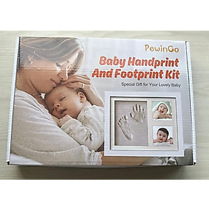 PewinGo Baby Footprint Kit,Baby Clay Hand and Footprint Kit,Newborn Baby Handprint Kit,Baby Keepsake Frames for First Mothers Day Gifts,Personalized Baby Shower Gifts for New Mom,New Parents