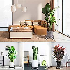 Nefish Plant Caddy Heavy Duty, Rolling Plant Stand with Wheels Adjustable 15-21 Inches, Planter Dolly Lockable for Indoor Outdoor Large Garden Flower Pot Mover, Plant Stroller