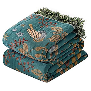 MSGKV Boho Throw Blankets 100% Cotton Throw Blankets for Couch Bed 60''Wx 80''L Double Sided Knit Blanket Super Soft Blanket Cover Sheet Reversible Blanket Wearable Blanket