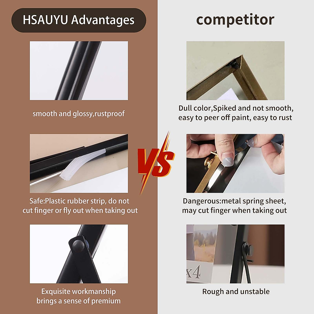 HSAUYU Glass Picture Frame Set of 3, Black Simple Metal Geometric Photo Frame with Glass Cover Includes 5x7, 4x6, 4x4 - Tabletop Floating Picture Frames for Home Decoration, Gift for Father's Day