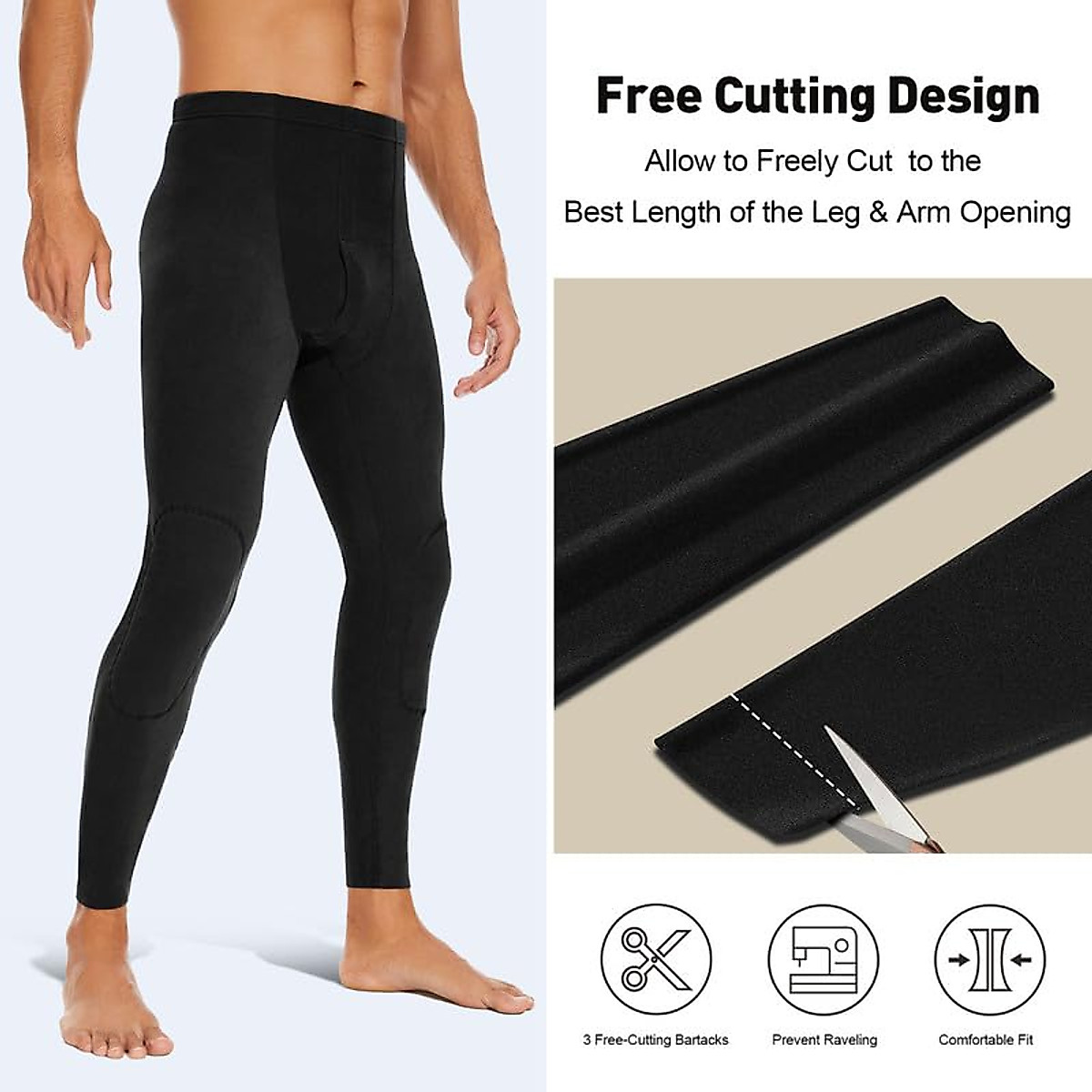 SIMIYA 2 Packs Mens Long Johns, Thermal Underwear for Men Soft Base Layer Mens Thermal Pants for Cold Weather