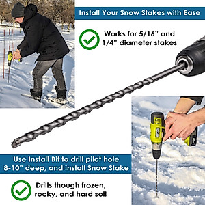 72" Driveway Markers, Snow Stakes, Plow Stakes- Includes 12" Install Bit - Orange Reflective Fiberglass 6' (20)