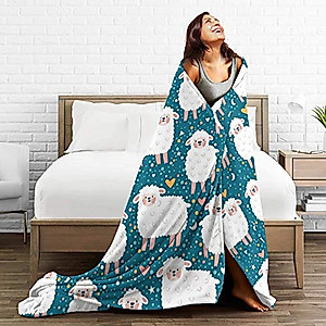 Abucaky Cute Sheep Fleece Throw Blanket Ultra Soft Cozy Decorative Flannel Blanket All Season for Home Couch Bed Chair Travel 50x40in