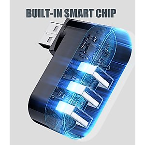 USB Port Splitter,3 port USB 2.0 hub Dock [90°/180° Degree Rotatable] for for Windows Laptop, Xbox, Wii,PS3, PC, MAC, Mac Book, Tablet, Tab - Black