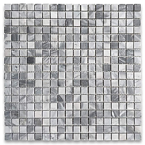 Stone Center Online Bardiglio Gray Marble 5/8x5/8 Square Mosaic Tile Polished Kitchen Bath Wall Floor Backsplash Shower (1 Sheet)