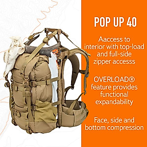 Mystery Ranch Women's Pop Up 40 Hunting Backpack, Weatherproof, Daypack for Travel, Hiking, Outdoors, Camping, 40L, S, Coyote