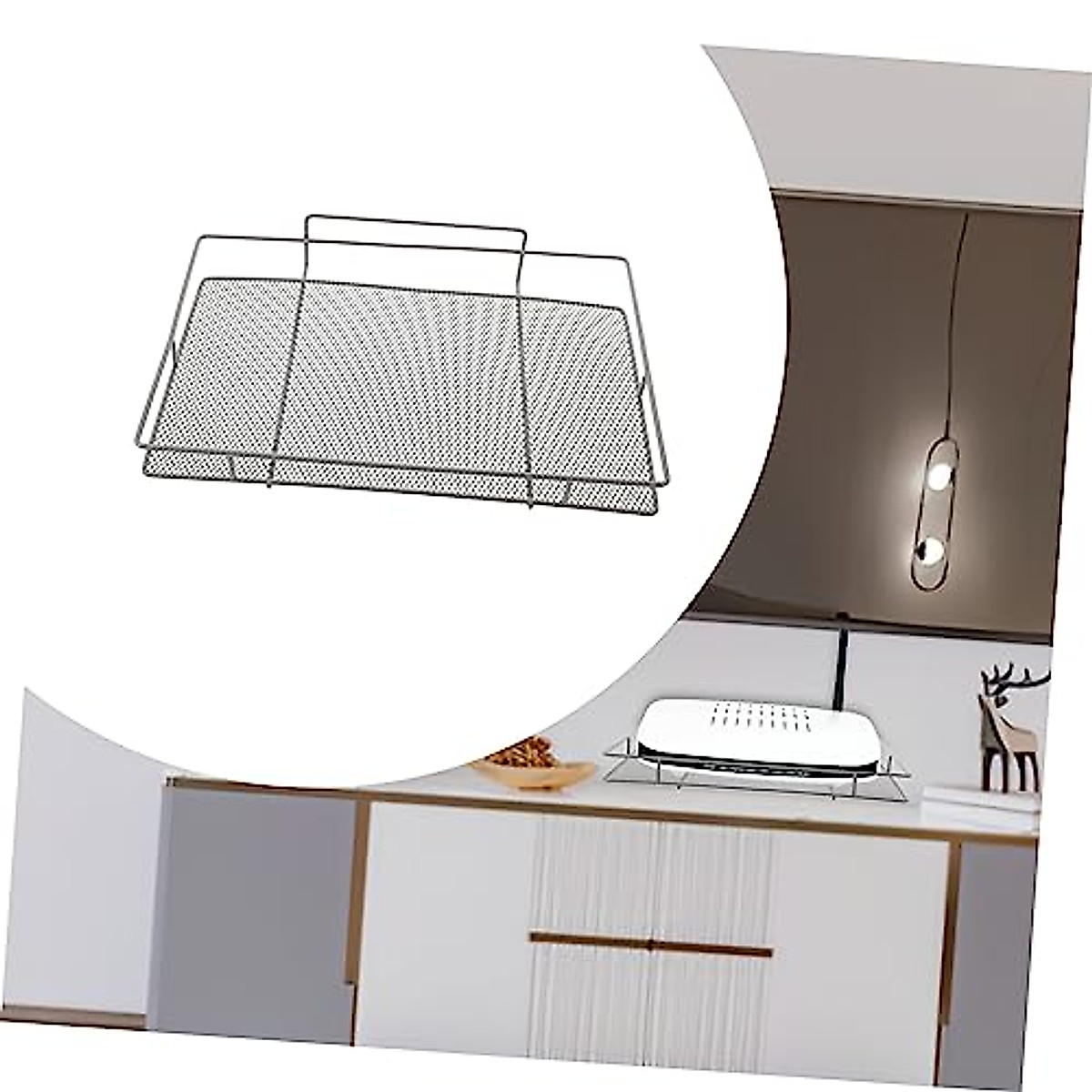 Cabilock Iron Nail- Router Storage Rack Bathtub Faucet Handles Bathroom Decor Tv Lower Row Small Wall Shelves Tv Top Shelf Router Shelf No Drill Tv Mount Wall Hanging Storage Rack Grey