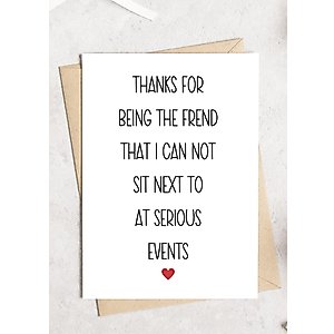TEEMI-Funny Card For Friend, Best Friend Birthday Card, Funny Bestie Birthday Day Card, Thank You Card, Card For Him Her Them CANNOT Sit NEXT TO