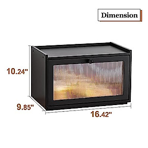 Bamboo Bread Box for Kitchen Counter-Large Capacity Bread Storage Container Farmhouse Bread Box with Window Bread Holder,Bread Storage Bin. (Black)