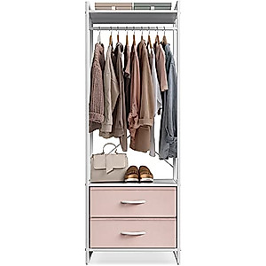 Sorbus Premium Cothing Rack with Drawers - Heavy Duty Wardrobe Closet with Metal Frame & Wooden Top - 70Inch Tall Garment Rack- Lightweight Freestanding Coat Closet - Multipurpose for Hallway, Bedroom