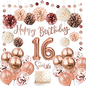 INFITE Sweet 16th Birthday Party Decorations Rose Gold Decor Party Supplies