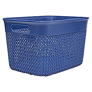 Life Story 16 Quart Lightweight Heavy Duty Woven Trendy Storage Organizer Holder Bin Basket w/Built In Handles for Household Storage, Blue (6 Pack)