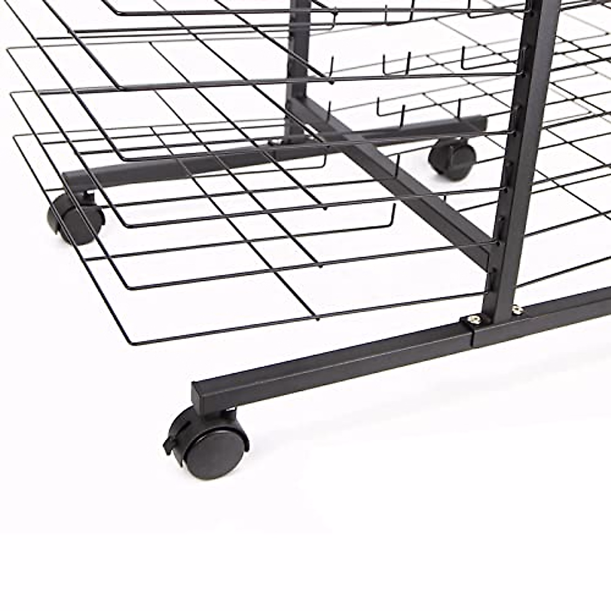 Drying Rack 45 × 66 × 82 cm, Black Metal 26 Wire Shelves Double Sided Mobile Art Drying Rack Stackable Artwork Storage Classroom Painting Drying Shelf for Schools and Art Clubs