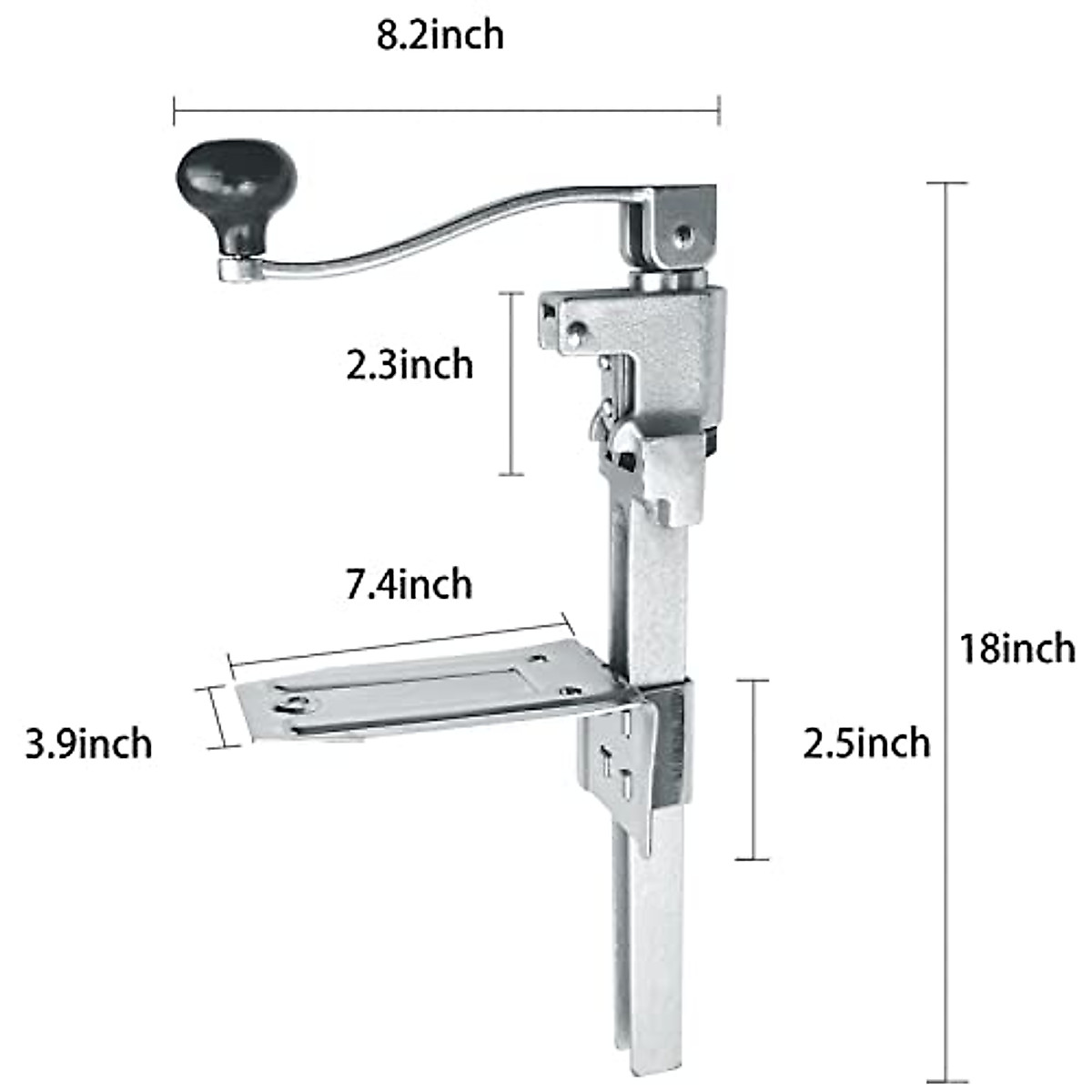 Simple Project Commercial Can Opener, 18”Table Manual Can Opener With Base, For Restaurants, Hotels, Bars, Military Can Opener, Swing Away & Heavy Duty Can Opener - cast steel