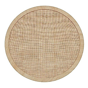 Yechen Round Coffee Table with Natural Rattan Woven Shelf and One Drawer, Boho Coffee Table, Rattan Coffee Table, Coffee Tables for Living Room, Metal Legs, Nature